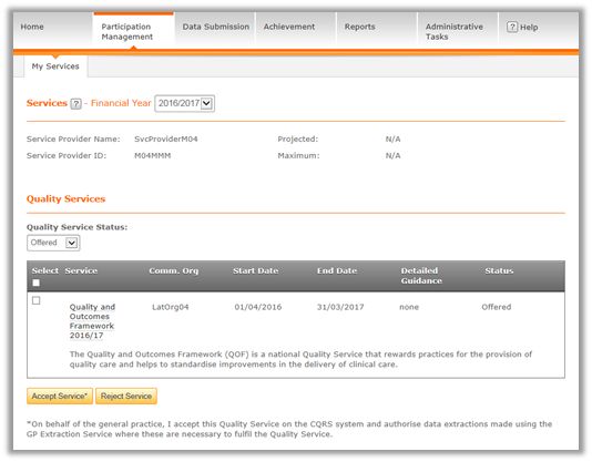 Viewing the status of a Quality Service - document